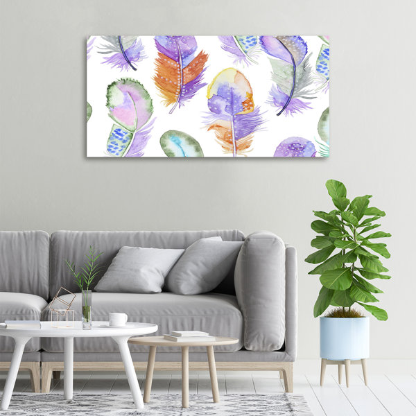 BohoLiving Bunte Federn - Kunstdrucke auf Segeltuch | Wayfair.de